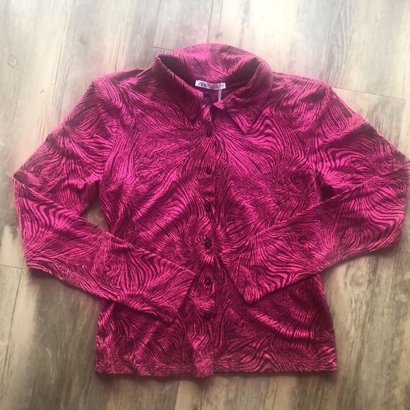 Zara | Tops | Zara Print Jacquard Top | Poshmark